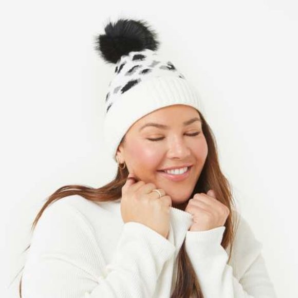 Virginia Wolf | Accessories | Virginia Wolf Leopard Beanie With Faux ...